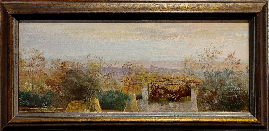 Edward Custer -19th Century Italian Farm Landscape-impressionist Oil ...