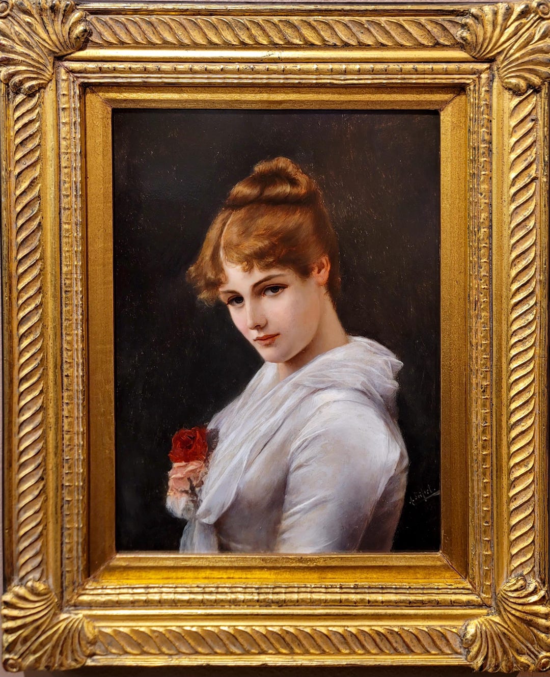 Alfred Seifert -portrait of a Beautiful Girl With Roses-19th Century ...