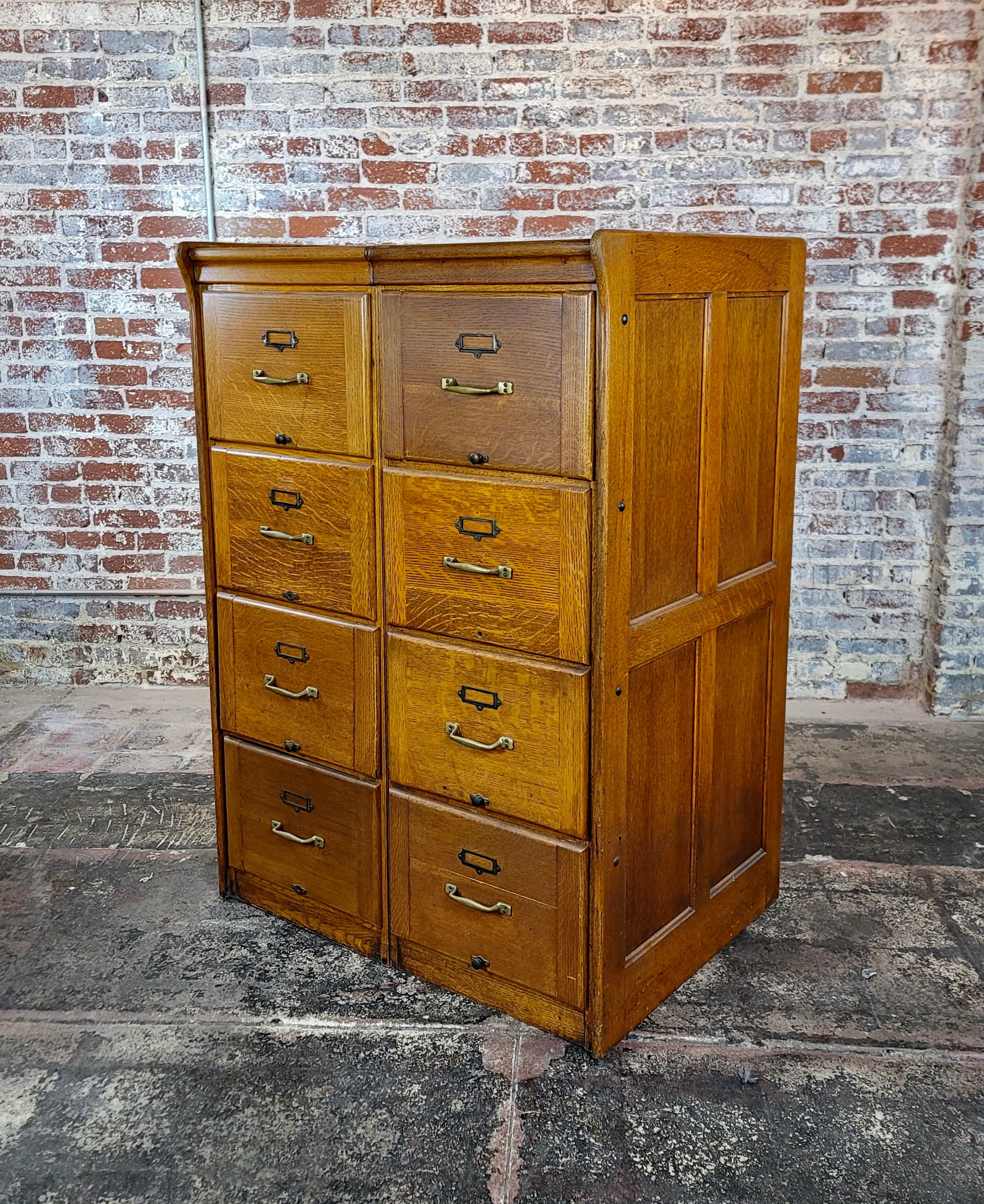 1920s Antique Oak 8 Drawers Double Library File Cabinet - Etsy