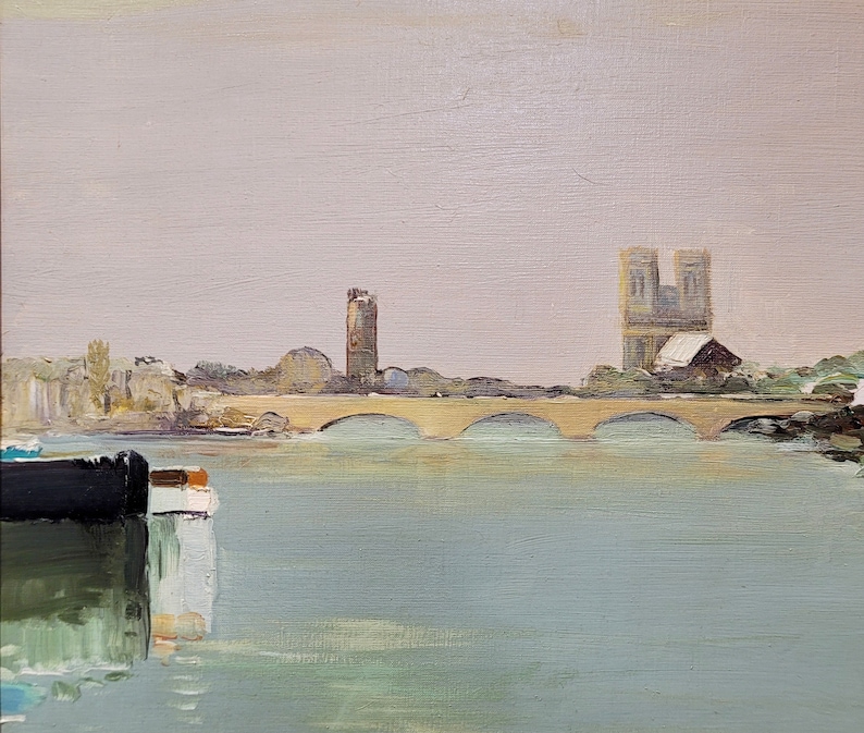 Jean Helleu -under a Blanket of Snow by the River-1950s French Oil ...