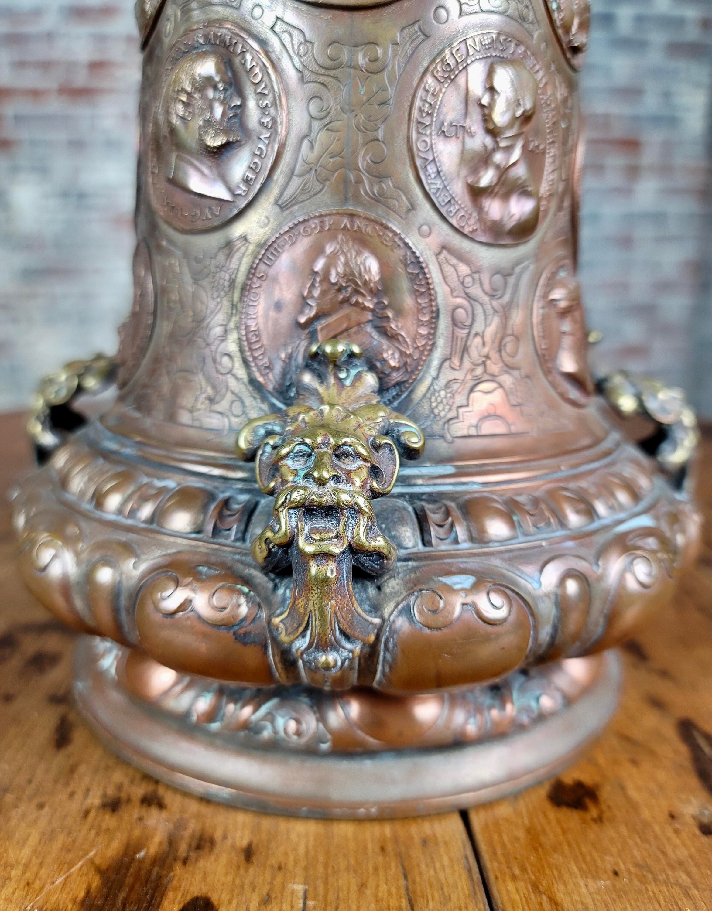 18th Century Figural Brass & Coin Tankard Stein - Etsy