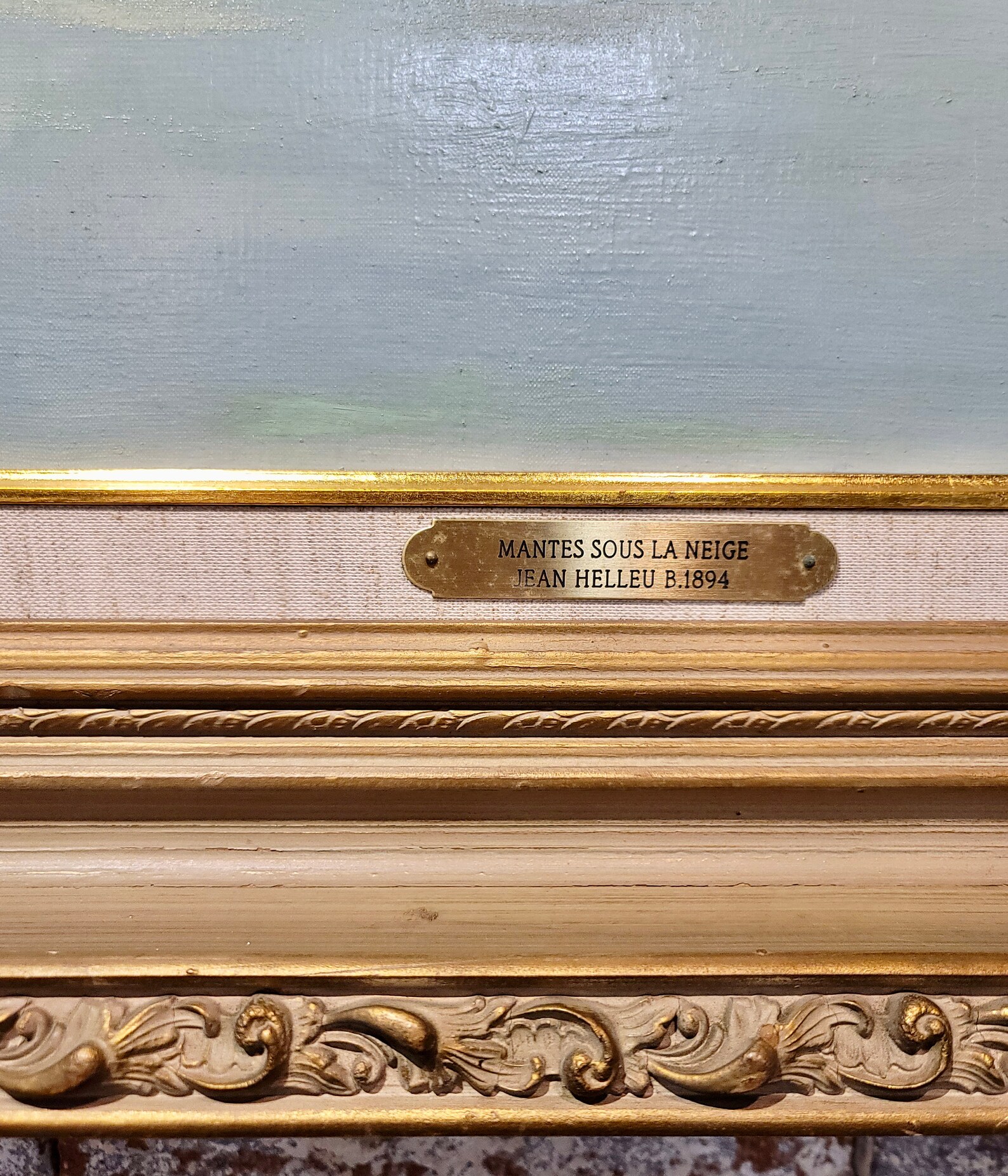 Jean Helleu -under a Blanket of Snow by the River-1950s French Oil ...