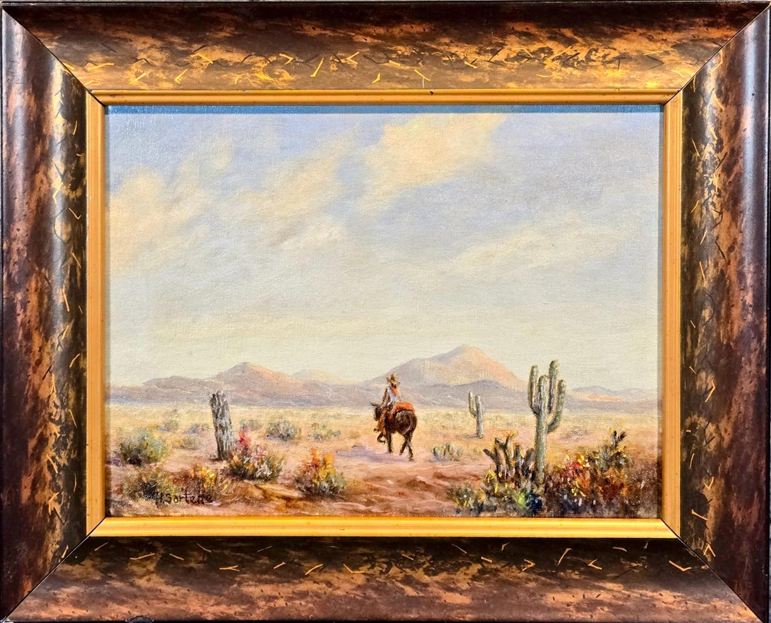 Herbert Sartelle- Mexican on a Donkey Crossing the Sonora Desert -1930s ...