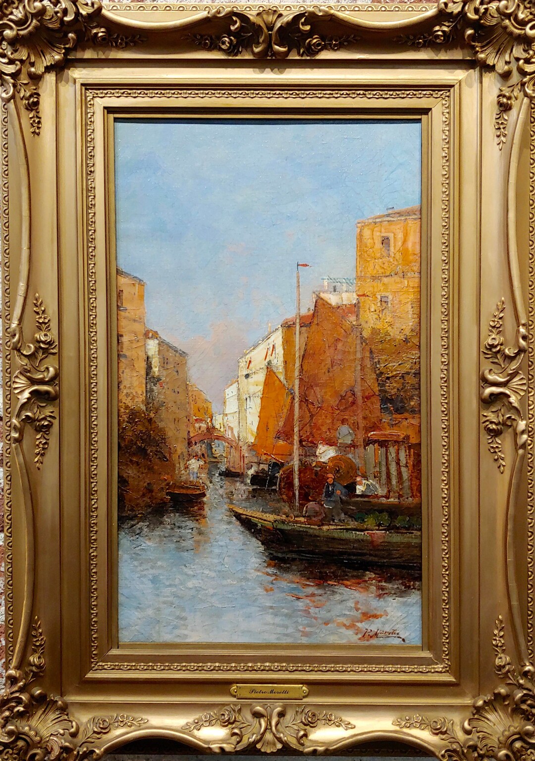 Pietro Moretti sailboats in the Venetian Canal-19th Century Oil ...
