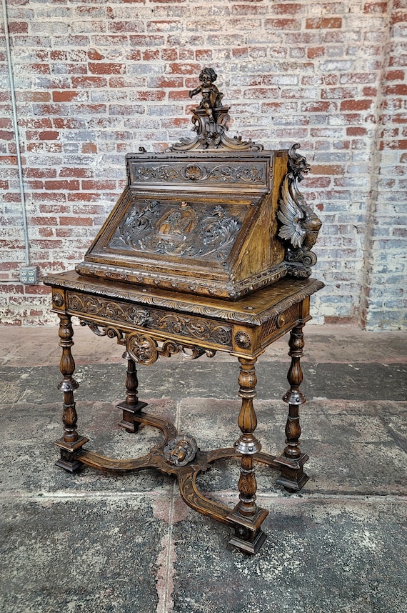 Carved writing desk store