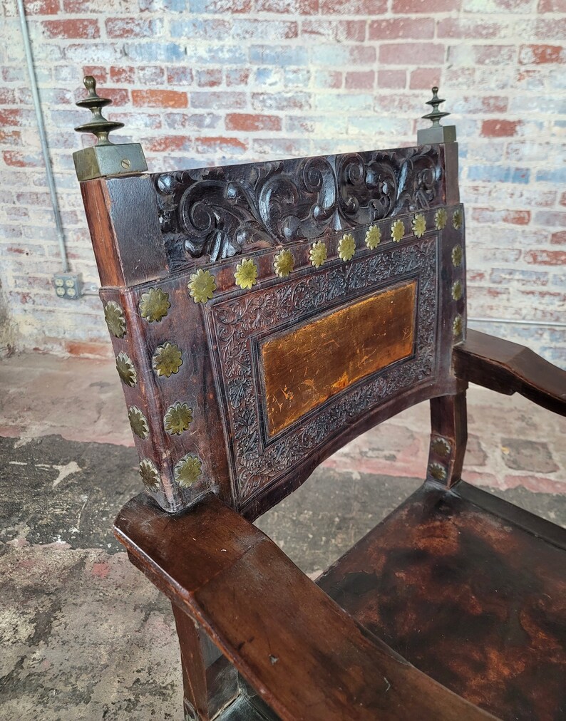 18th Century Spanish Baroque Carved Walnut Armchair - Etsy