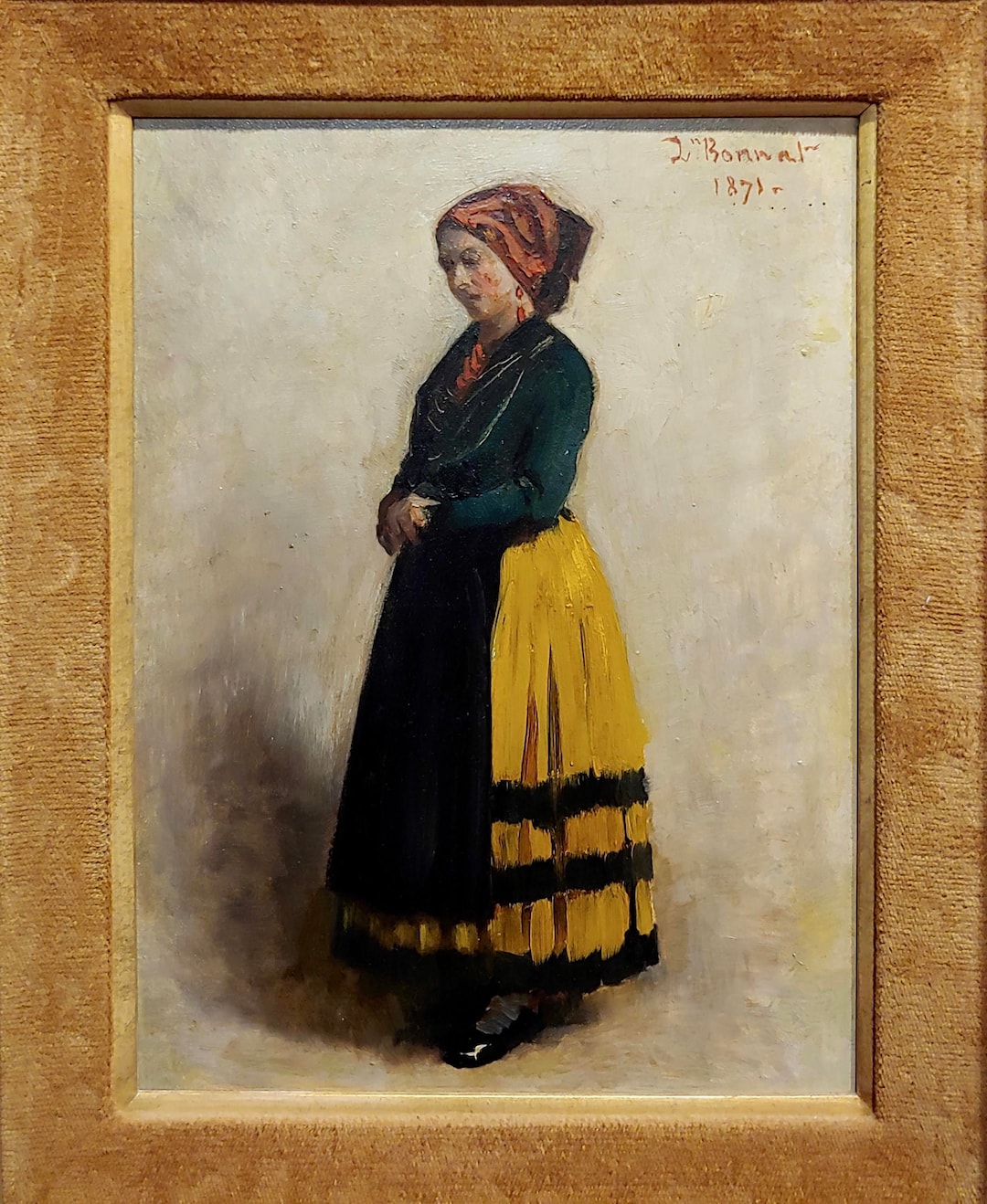 Leon Bonnet 19th Century Portrait of an Italian Woman Oil Painting C ...
