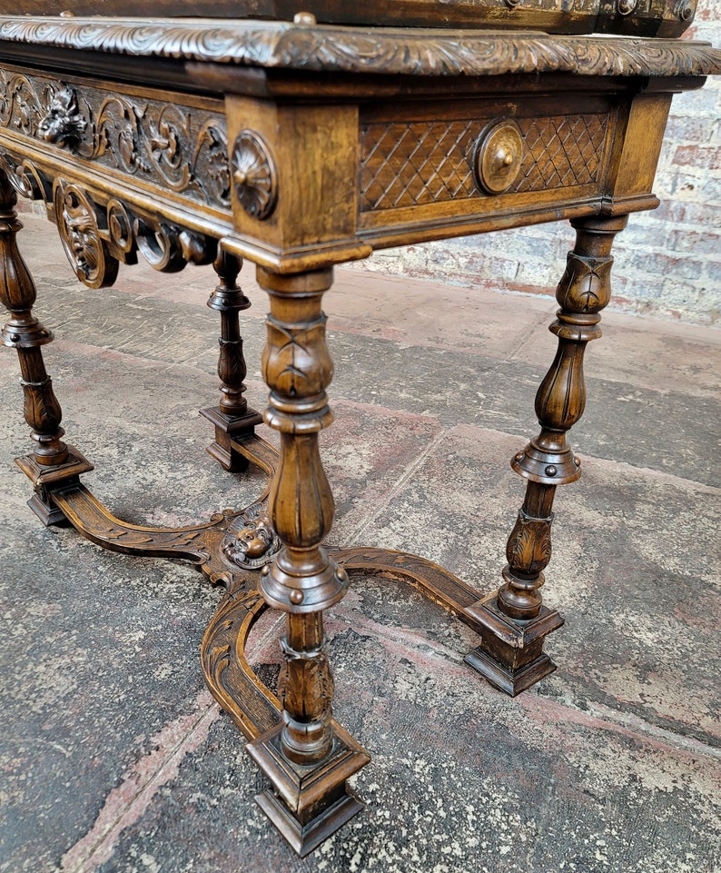 19th Century Highly Carved Italian Drop Leaf Desk W/ Griffin & Putti - Etsy