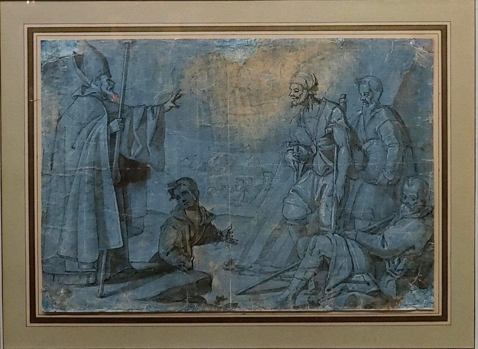 16th Century Dutch Old Master Drawing -bishop Blessing Cripple ...