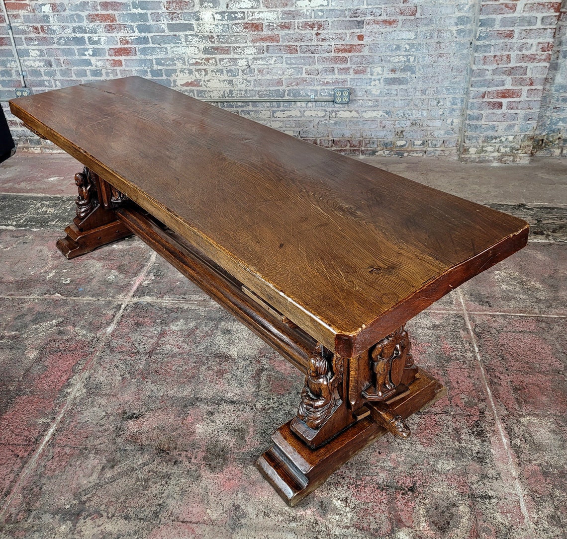 17th Century Carved Oak Figural Refectory Dining Table - Etsy