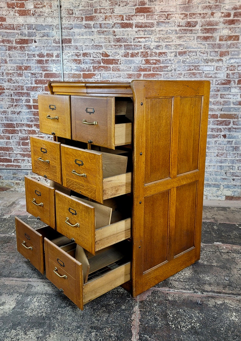 1920s Antique Oak 8 Drawers Double Library File Cabinet - Etsy