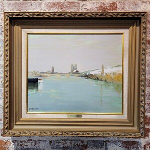 Jean Helleu -under a Blanket of Snow by the River-1950s French Oil ...