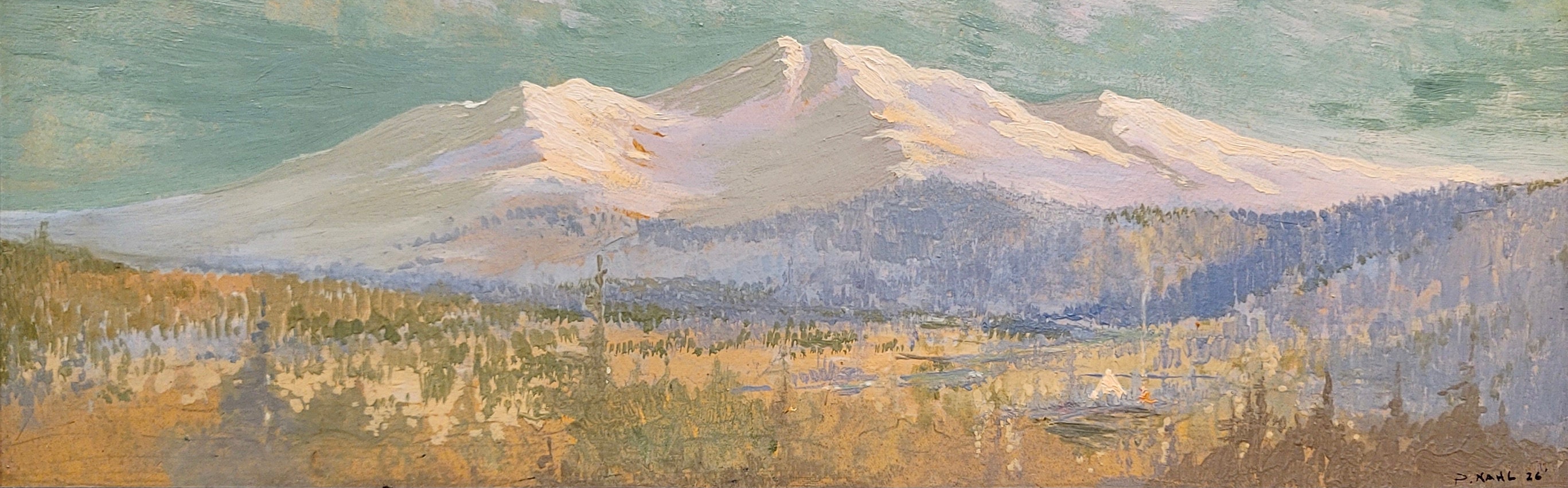 Perham Nahl 1920s Western Landscape W/native American Teepee oil ...