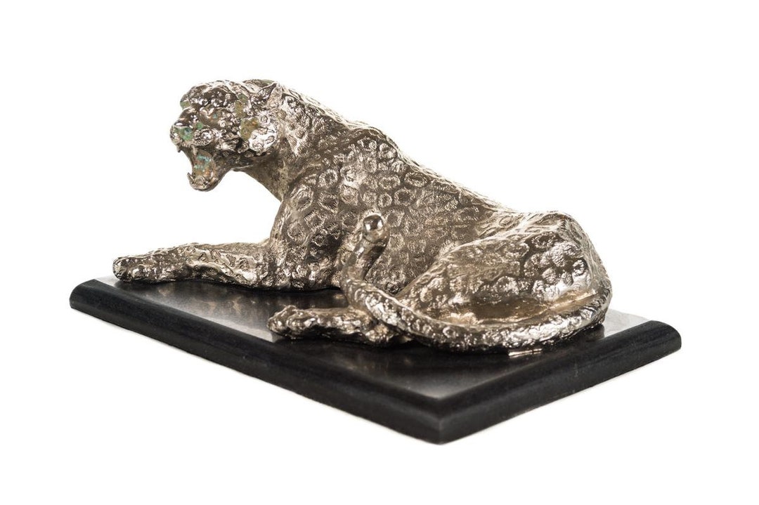 Silver-plate Seated Leopard Sculpture - Etsy