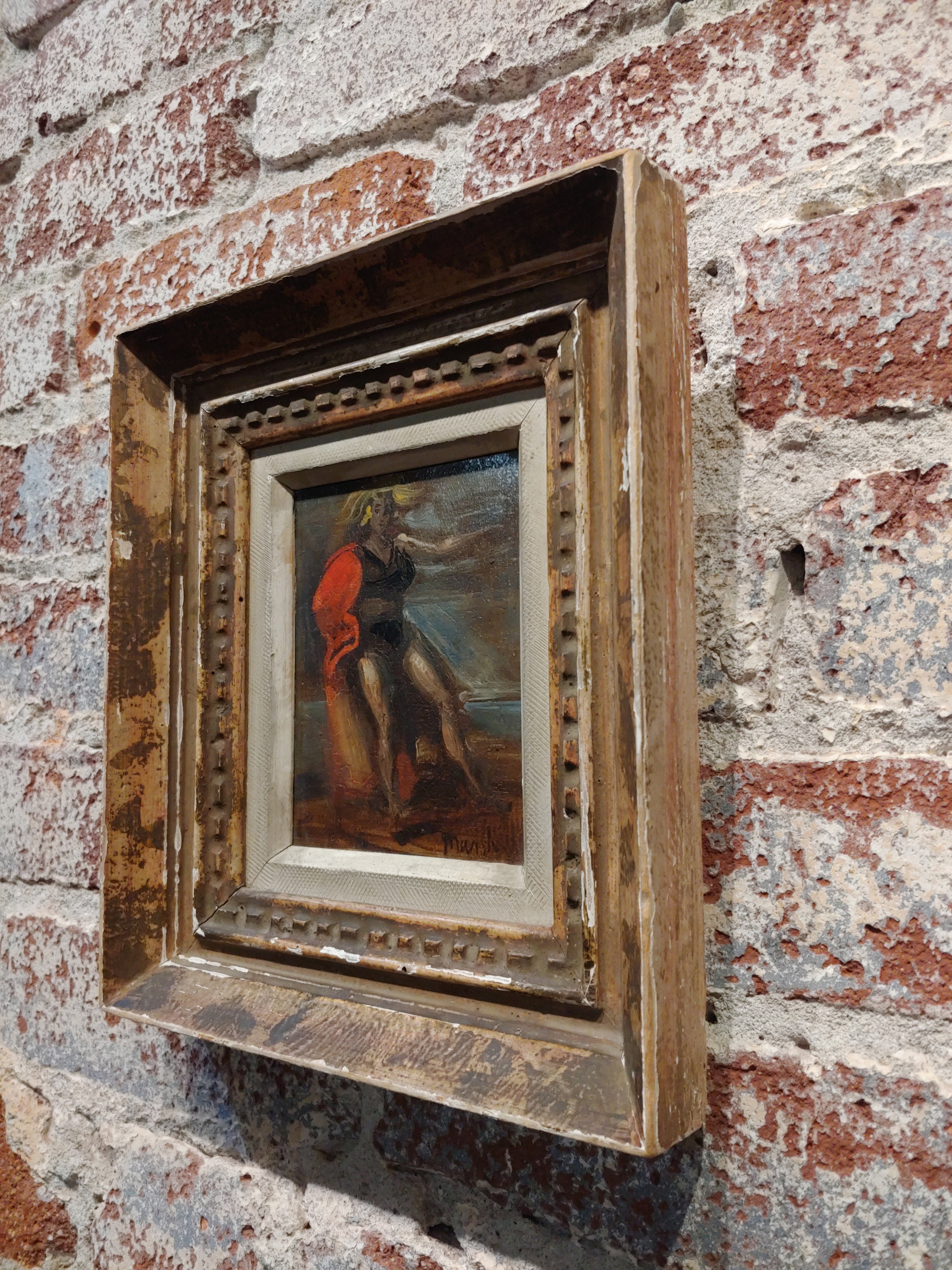 Reginald Marsh -blonde Woman With a Red Cape on the Boardwalk -oil ...