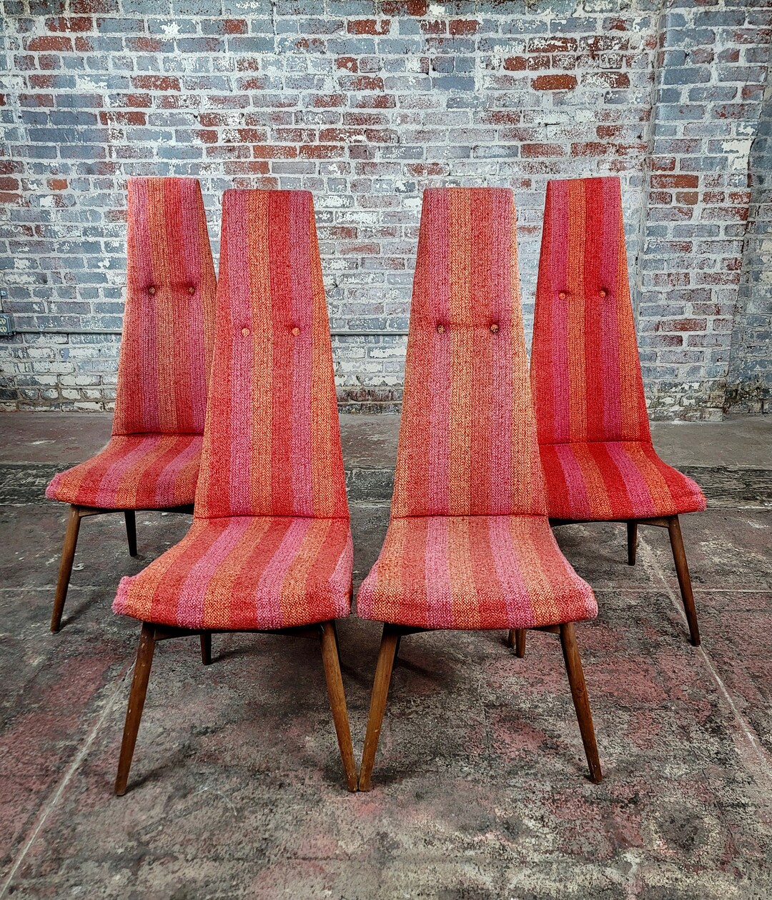 Adrian Pearsell 1960s Midcentury High Back Chairs W/original Fabric-set ...