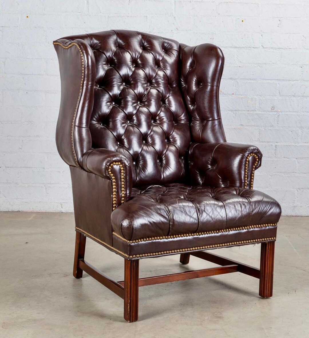 Chesterfield Vintage Wingback Armchair W/tufted Burgundy Leather - Etsy