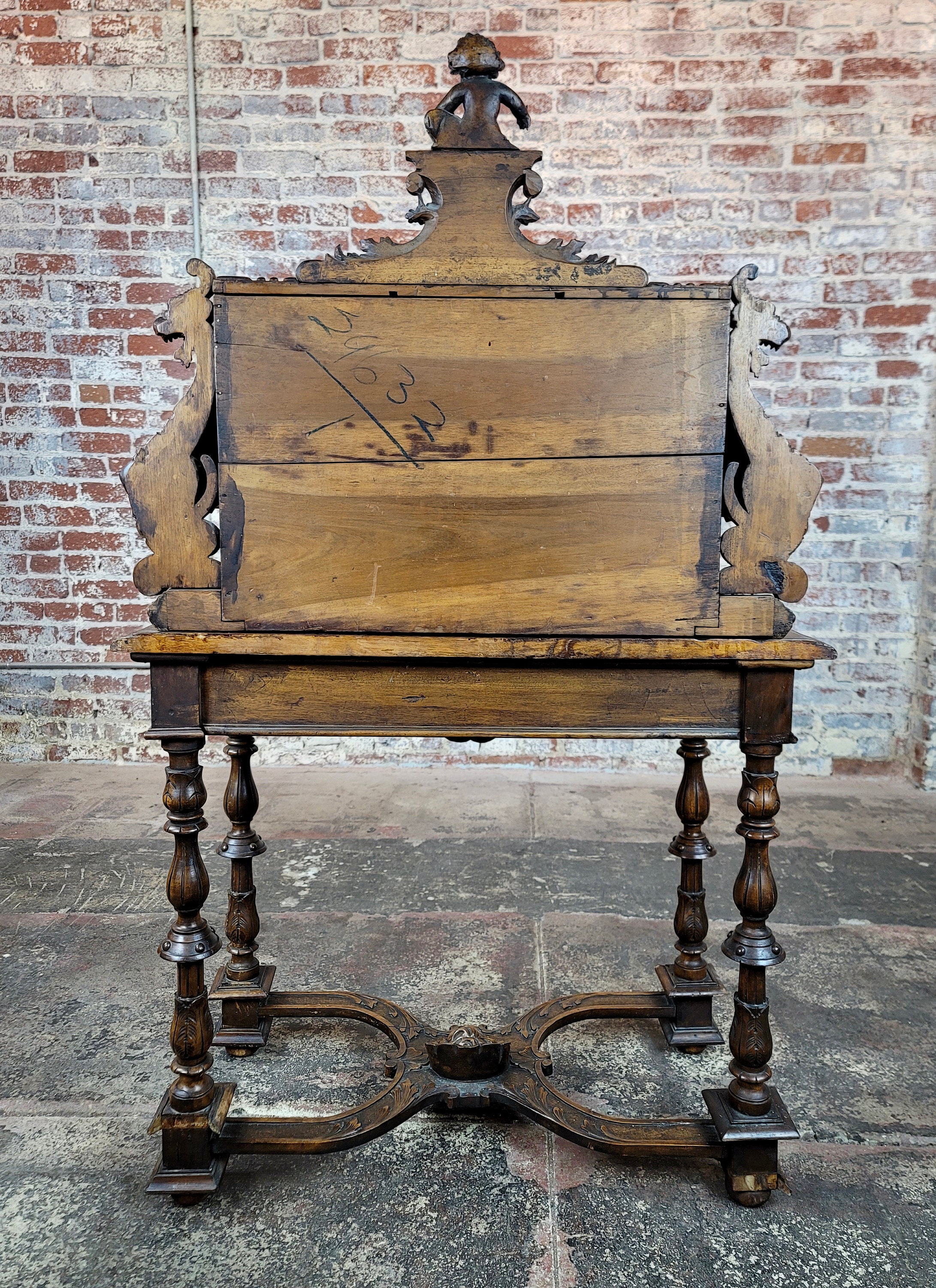 19th Century Highly Carved Italian Drop Leaf Desk W/ Griffin & Putti - Etsy