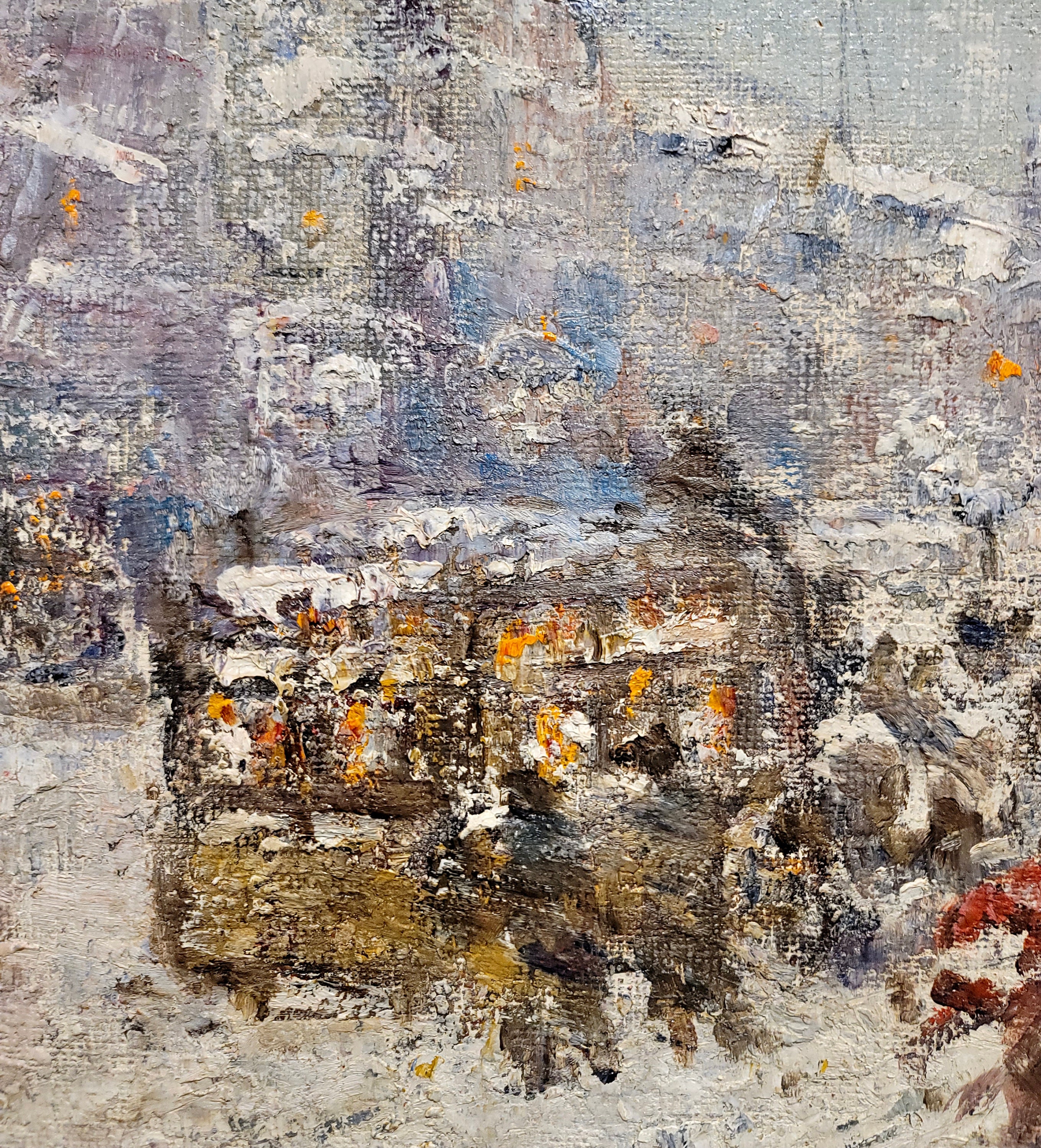 William Robert Steene - 1920s New York Street Scene in Snow - Oil ...
