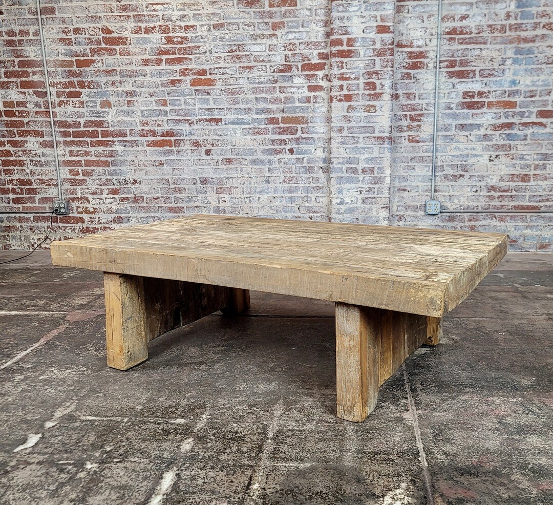 Antique Rustic Heavy Wood Coffee Table - Etsy UK