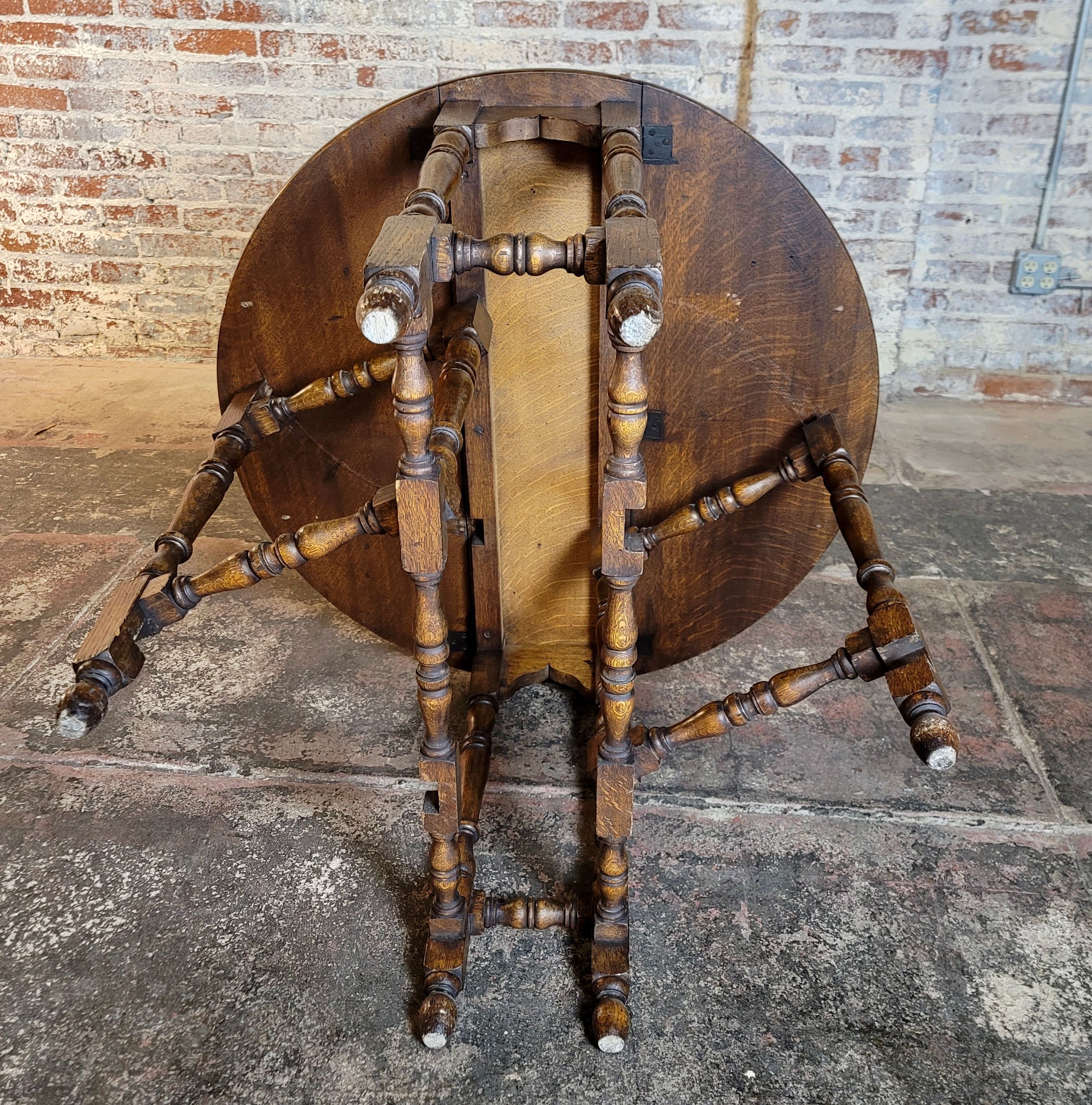 19th Century English Drop Leaf Oak Round Gateleg Table - Etsy