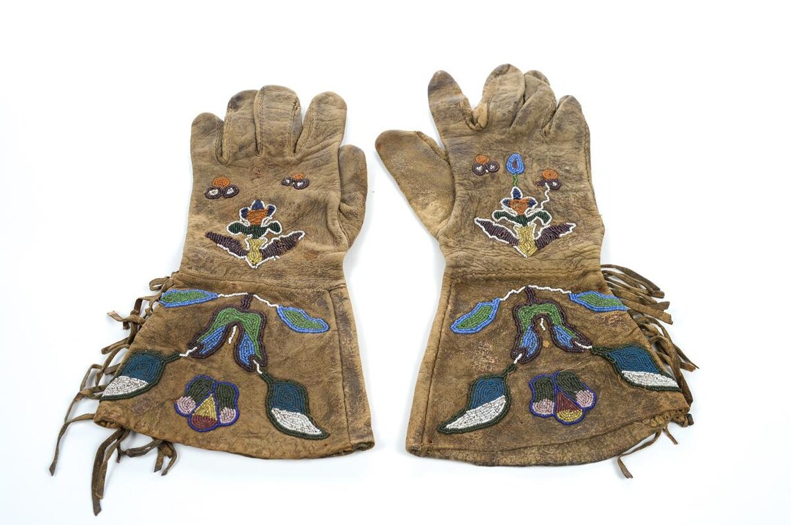 Antique Native American Indian Beaded Gauntlets Gloves - Etsy