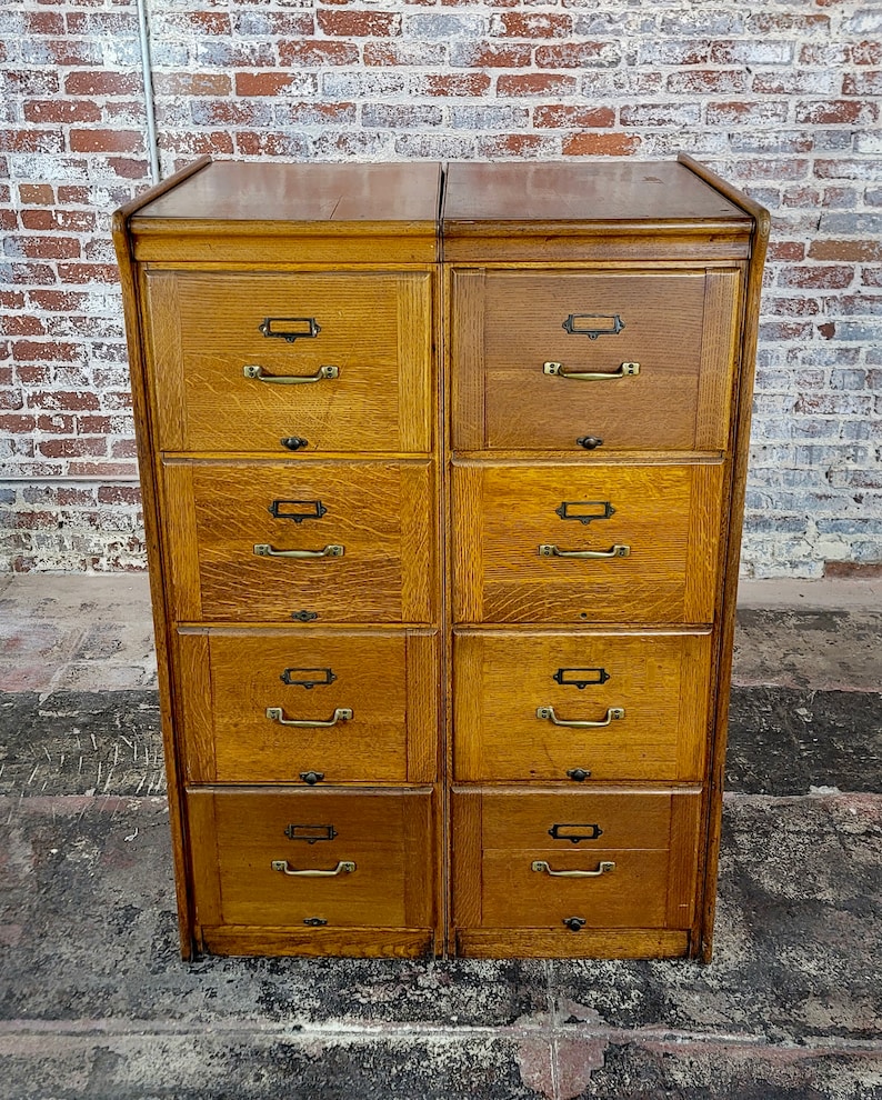 1920s Antique Oak 8 Drawers Double Library File Cabinet - Etsy
