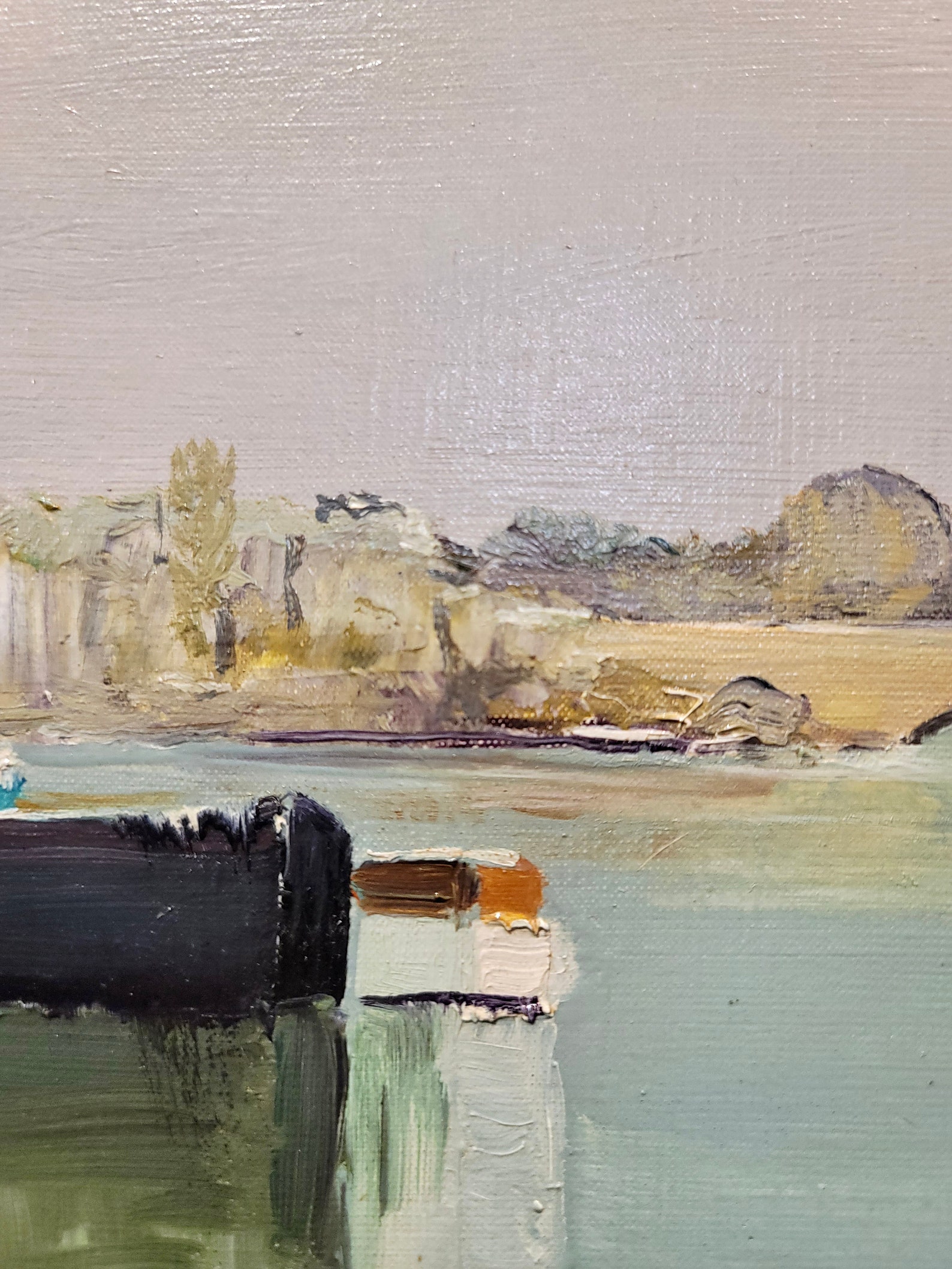 Jean Helleu -under a Blanket of Snow by the River-1950s French Oil ...