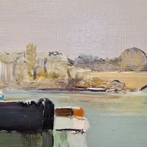 Jean Helleu -under a Blanket of Snow by the River-1950s French Oil ...