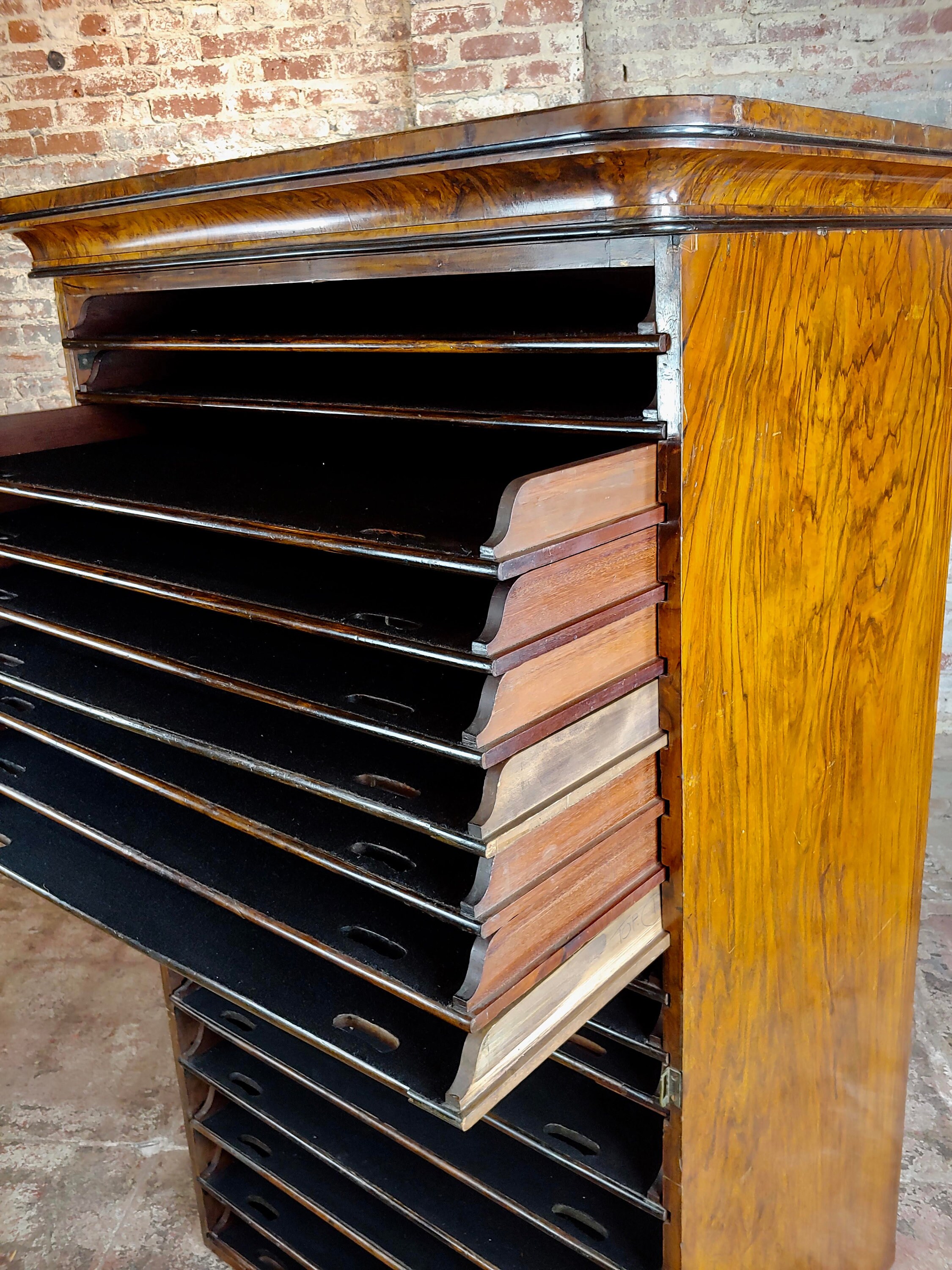 19th Century English Rare Antique Archival Portfolios & Maps Rack Shelf ...