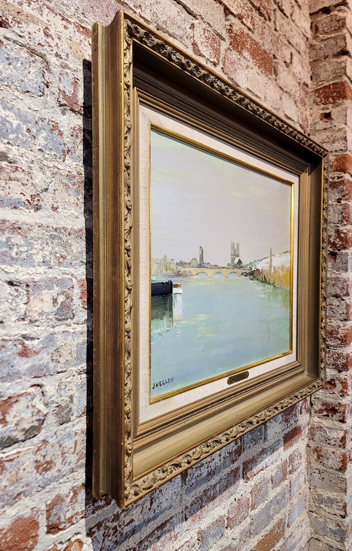 Jean Helleu -under a Blanket of Snow by the River-1950s French Oil ...