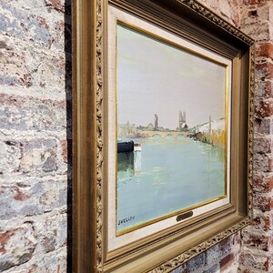 Jean Helleu -under a Blanket of Snow by the River-1950s French Oil ...