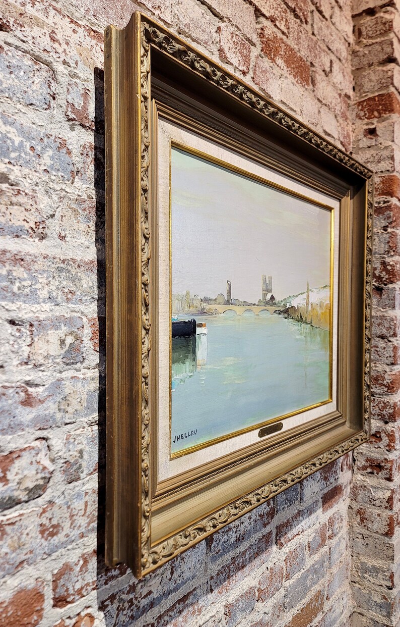 Jean Helleu -under a Blanket of Snow by the River-1950s French Oil ...