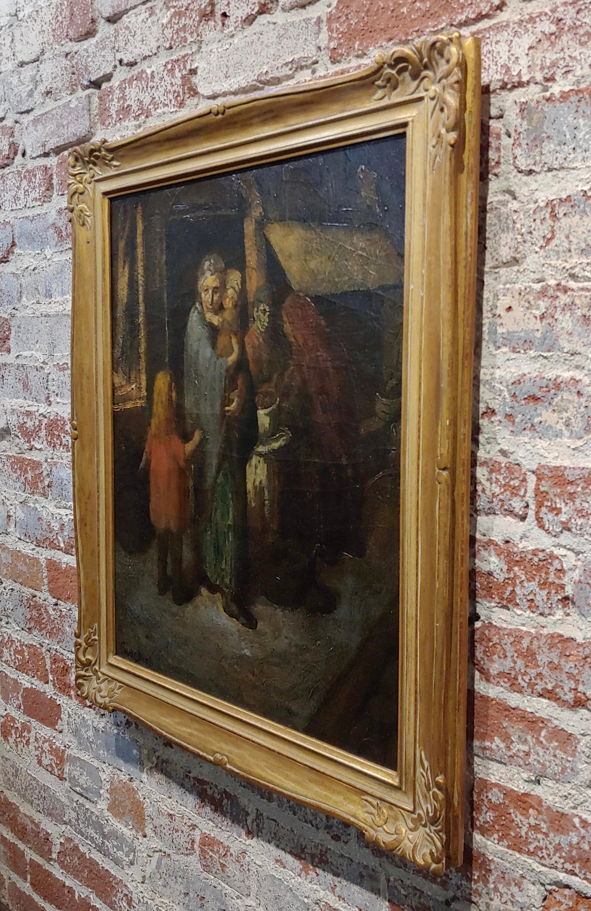 Claude Buck -1940s Stranded Family With Children-regionalist Oil ...