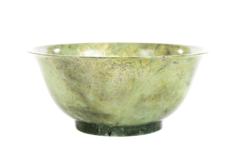 Chinese Vintage Spinach Jade Bowl - Etsy