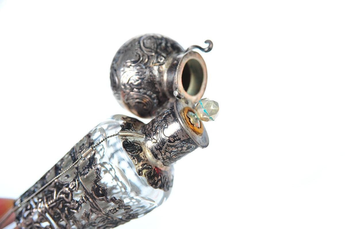 Victorian Crystal & Silver Perfume Bottle - Etsy