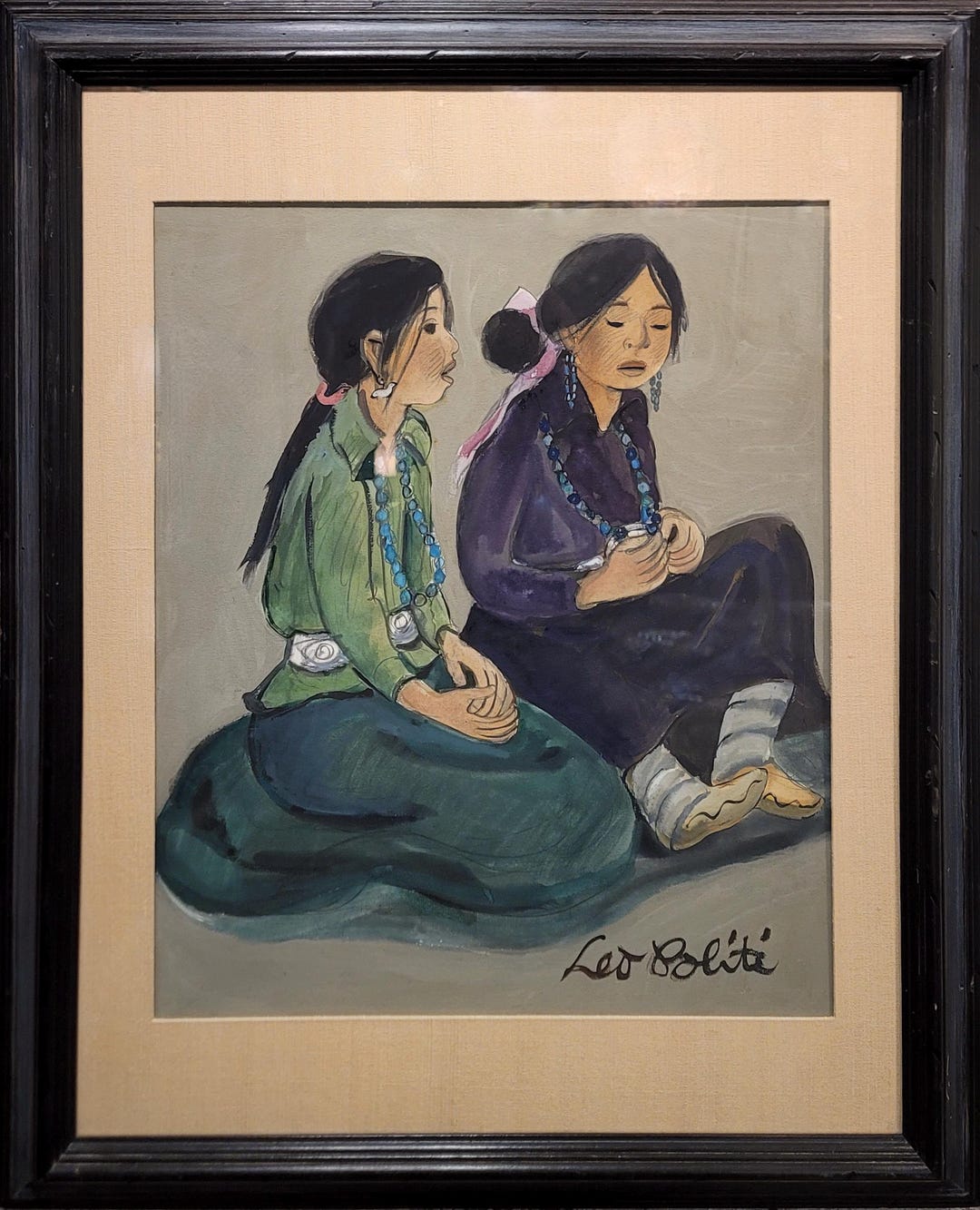 Leo Politi -two Native American Indian Girls-1960s Painting - Etsy
