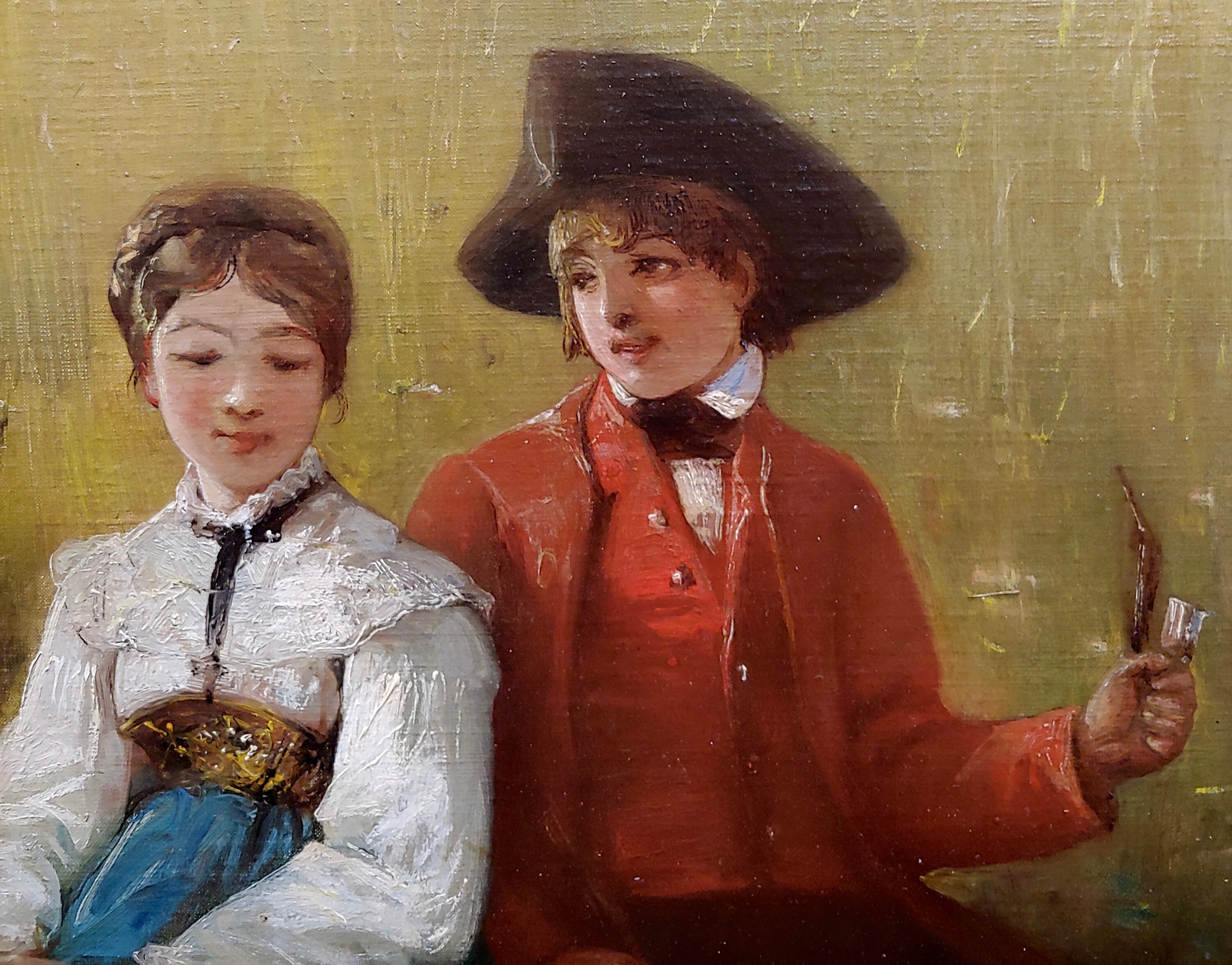 Gustave Jundt -young Lovers in a Flower Garden -19th Century Oil ...
