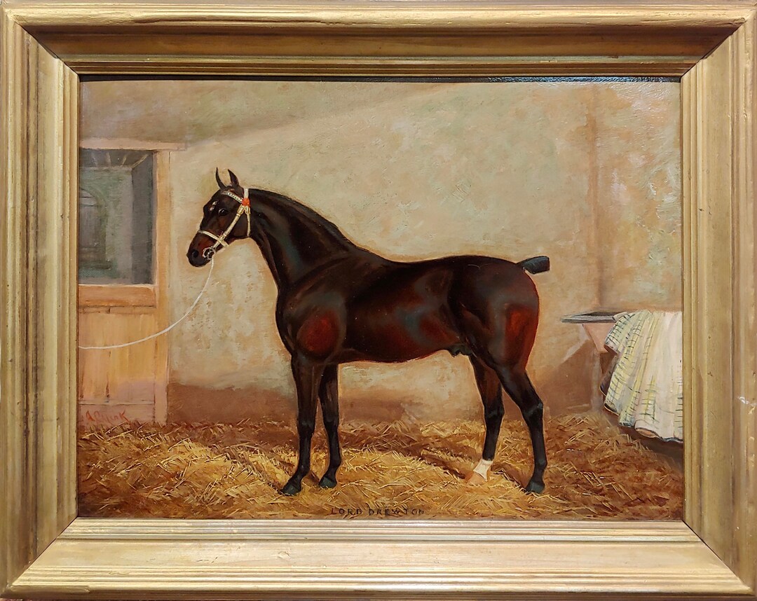 Portrait of Lord Drewton an Arabian Racehorse-19th C. Oil Painting by ...