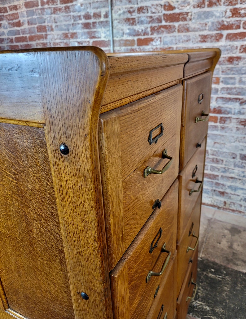 1920s Antique Oak 8 Drawers Double Library File Cabinet - Etsy
