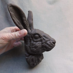 Rabbit Head Wall Art | Bunny Head Wall Mount Finished in Brown or Grey ...