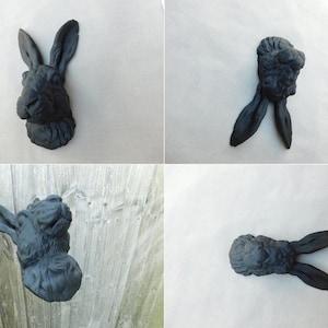Rabbit Head Wall Art | 3D Bunny Head Decor, Finished in Pale Brown ...
