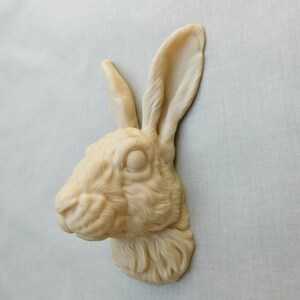 Rabbit Head Wall Art | 3D Bunny Head Decor, Finished in Pale Brown ...