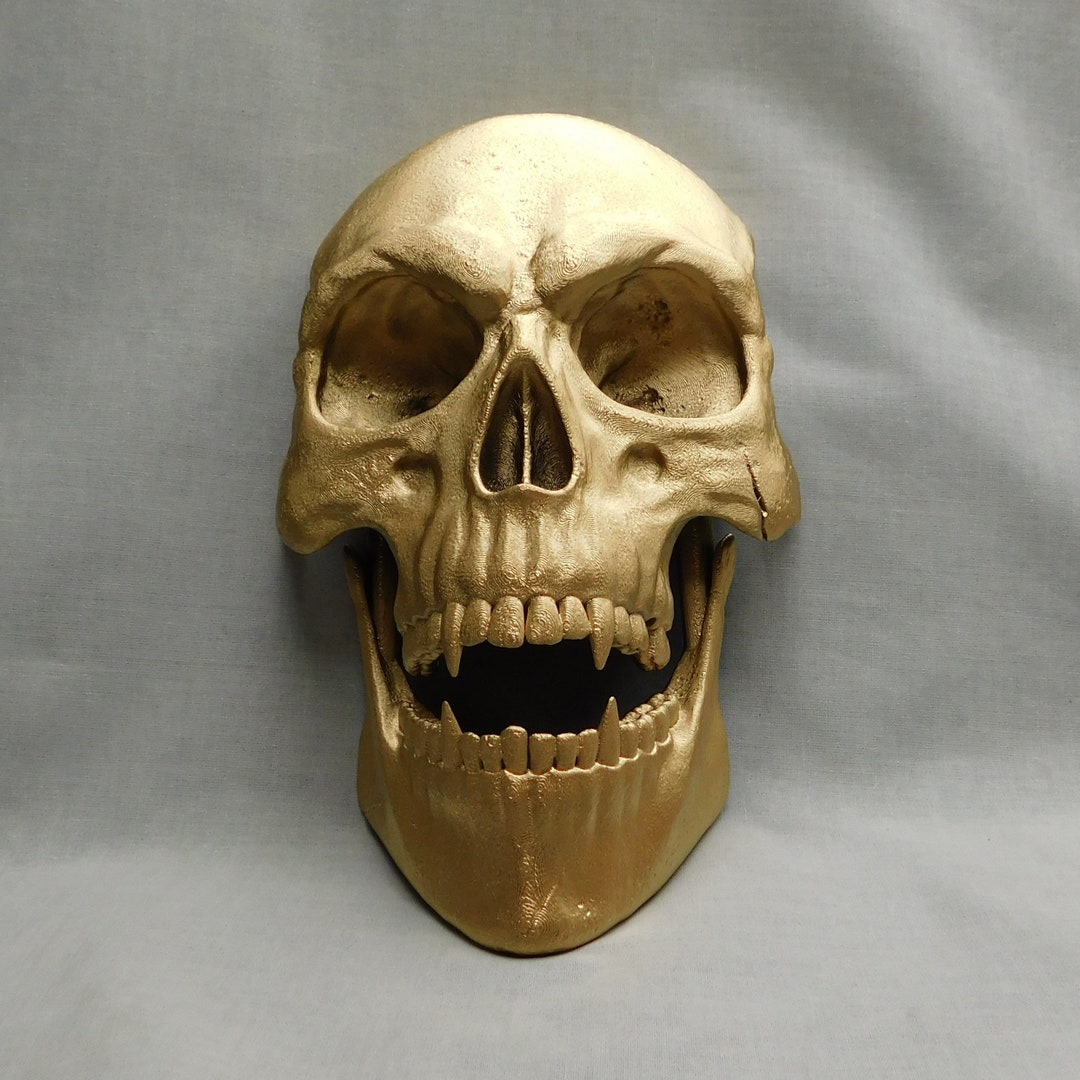 Vampire Skull Gold Wall Art | Full-size 3D Printed Dracula Replica With ...
