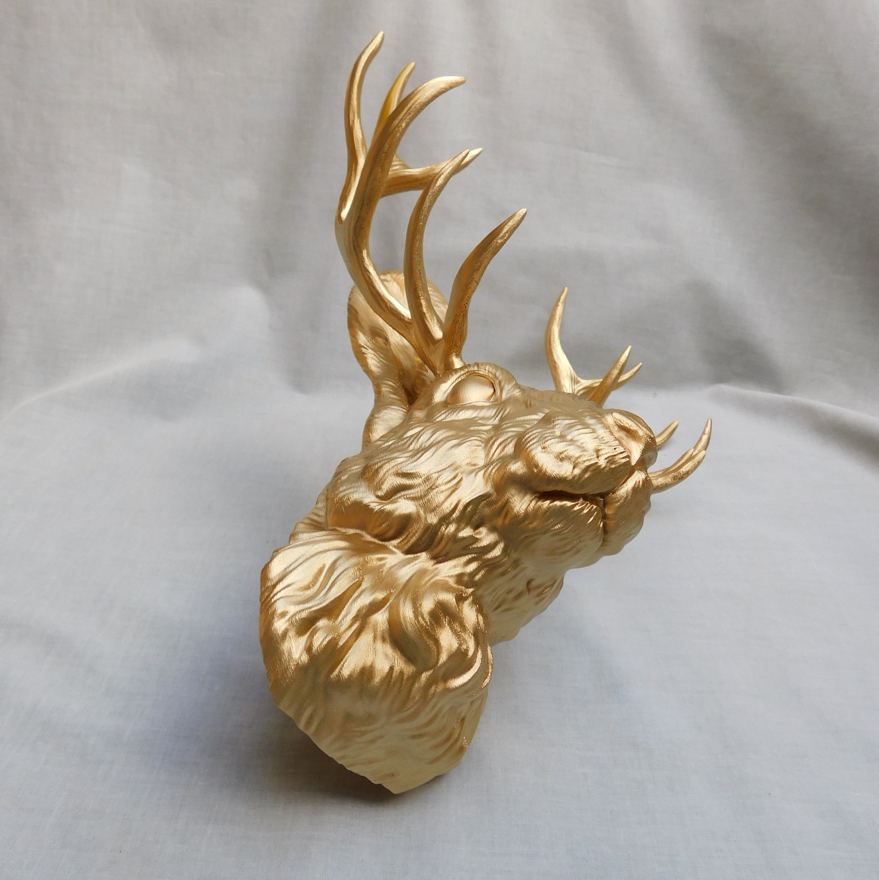 Jackalope Head Gold, Large Jackalope Mount Wall Art, Faux Animal Head ...