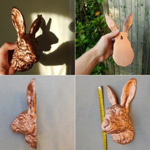 Rabbit Head Wall Art | 3D Bunny Head Decor, Finished in Gold, Silver or ...