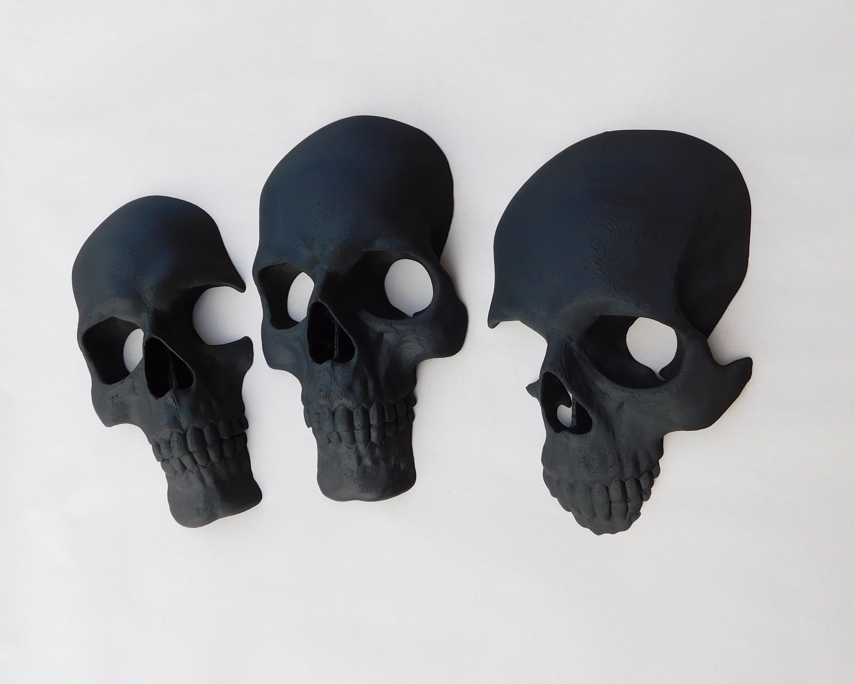 Full Size Human Skull Decor Set of 3 Wall Mounted Gothic - Etsy