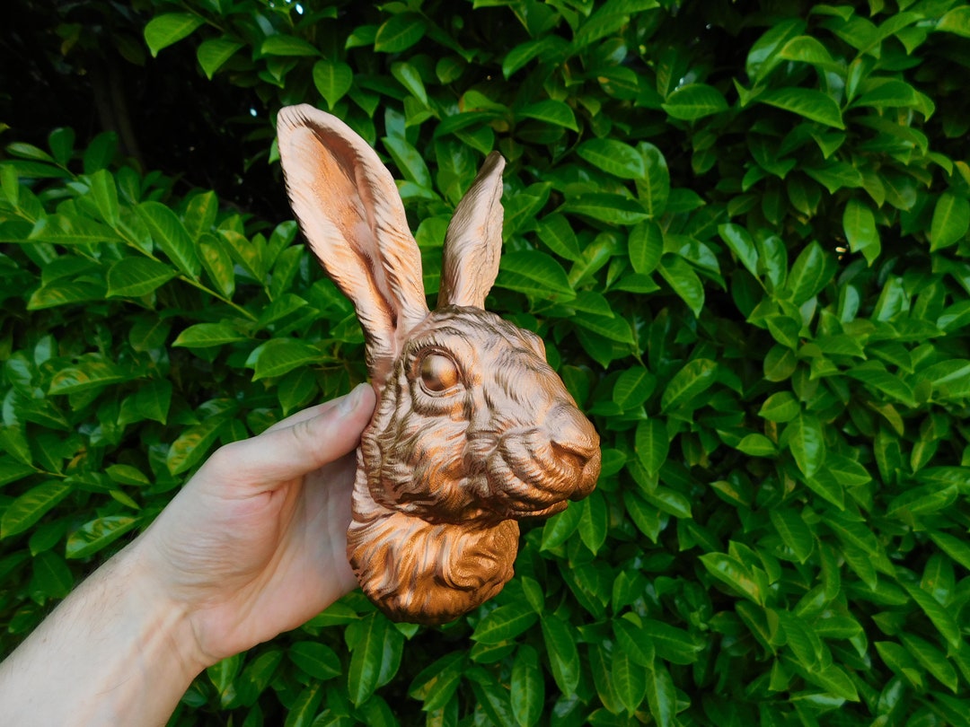 Rabbit Head Wall Art 3D Bunny Head Decor, Finished in Gold, Silver or ...