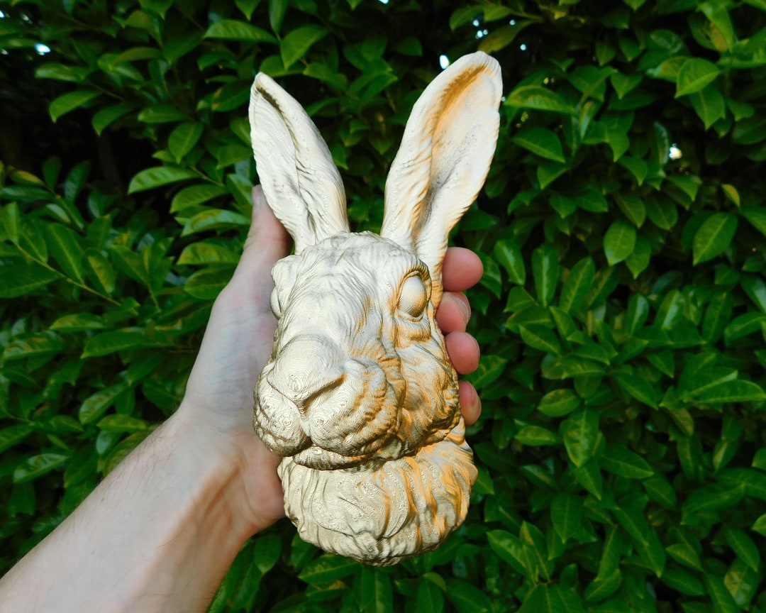 Rabbit Head Wall Art | 3D Bunny Head Decor, Finished in Gold, Silver or ...