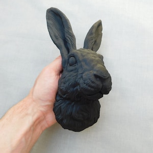 Rabbit Head Wall Art | 3D Bunny Head Decor, Finished in Pale Brown ...